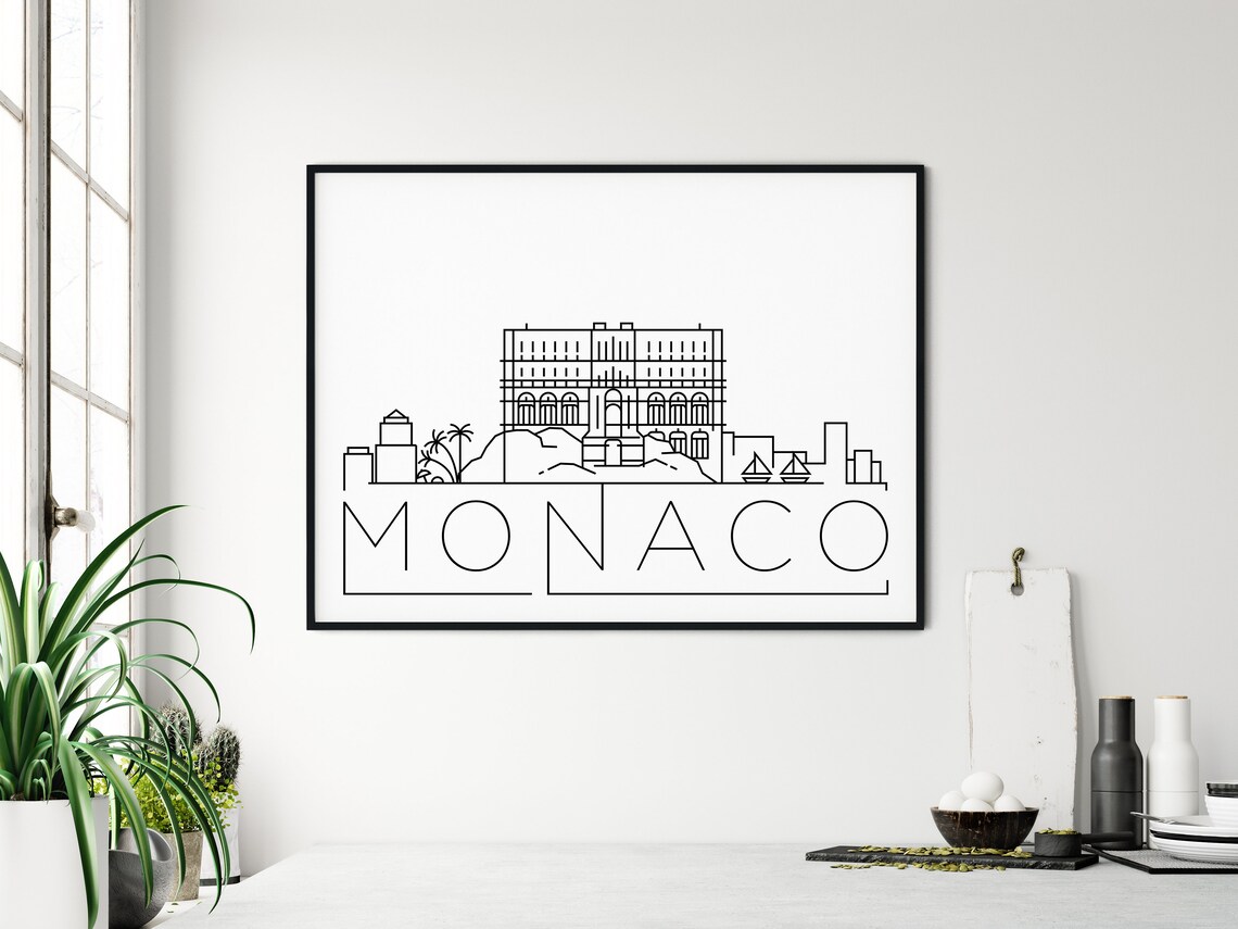 Monaco Skyline Print, Monaco Printable, Monaco Landmark Poster, Monaco ...