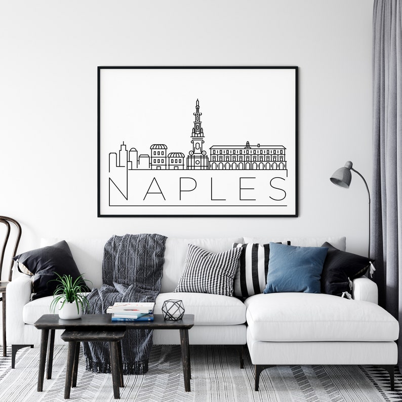 Naples Skyline Print, Naples Printable, Naples Landmark Poster, Naples ...