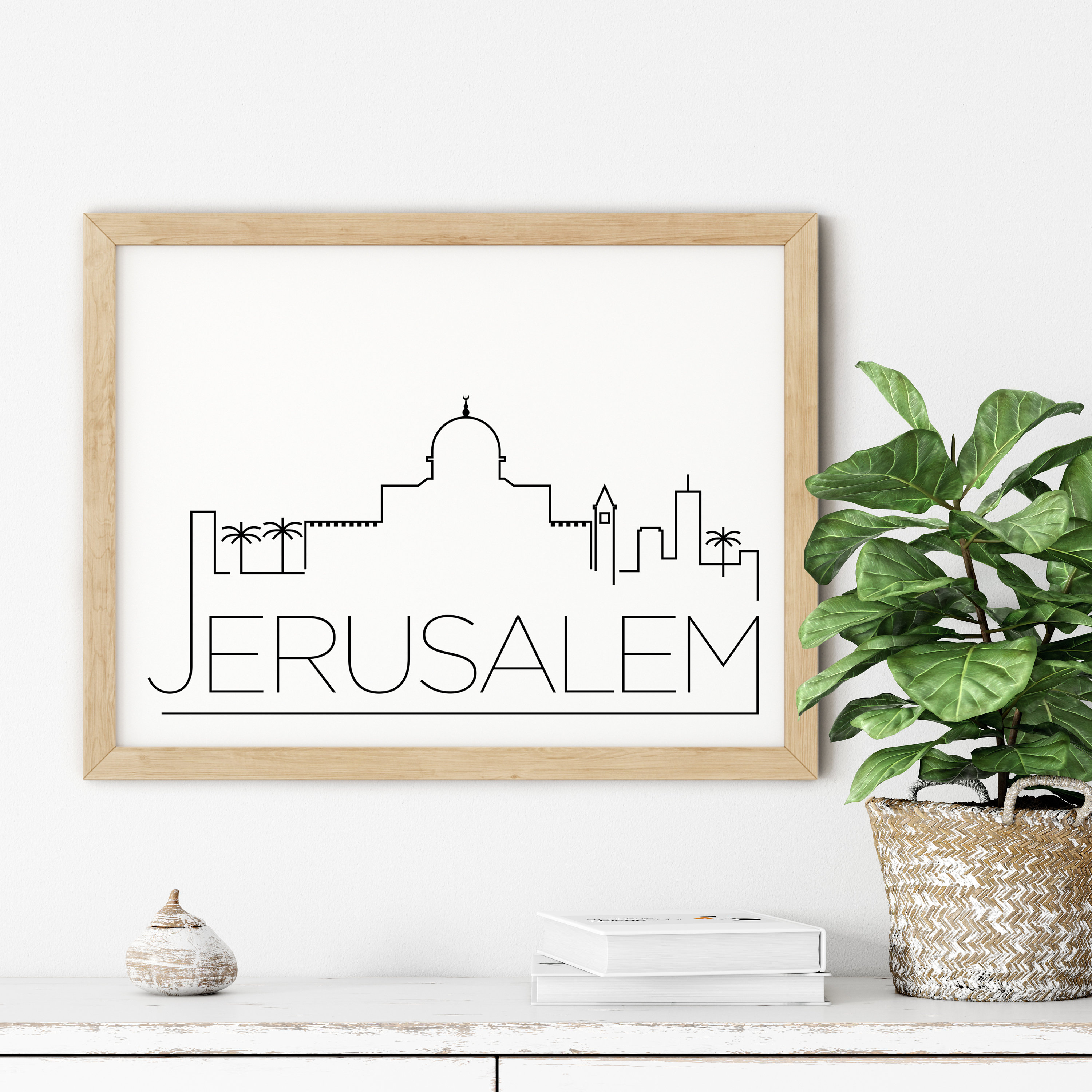 Jerusalem Skyline Print, Palestine Printable, Jerusalem Landmark Poster ...