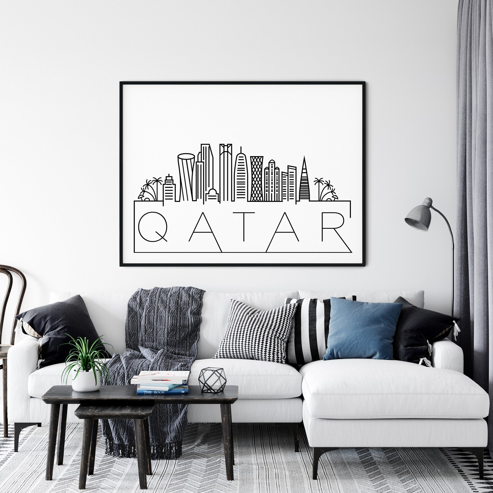 Qatar Skyline Print, Qatar Printable, Doha Poster, Doha City Print ...