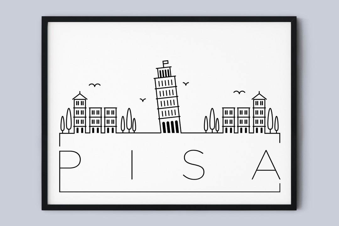 Pisa Skyline Print, Italy Printable, Pisa Landmark Poster, Pisa City ...