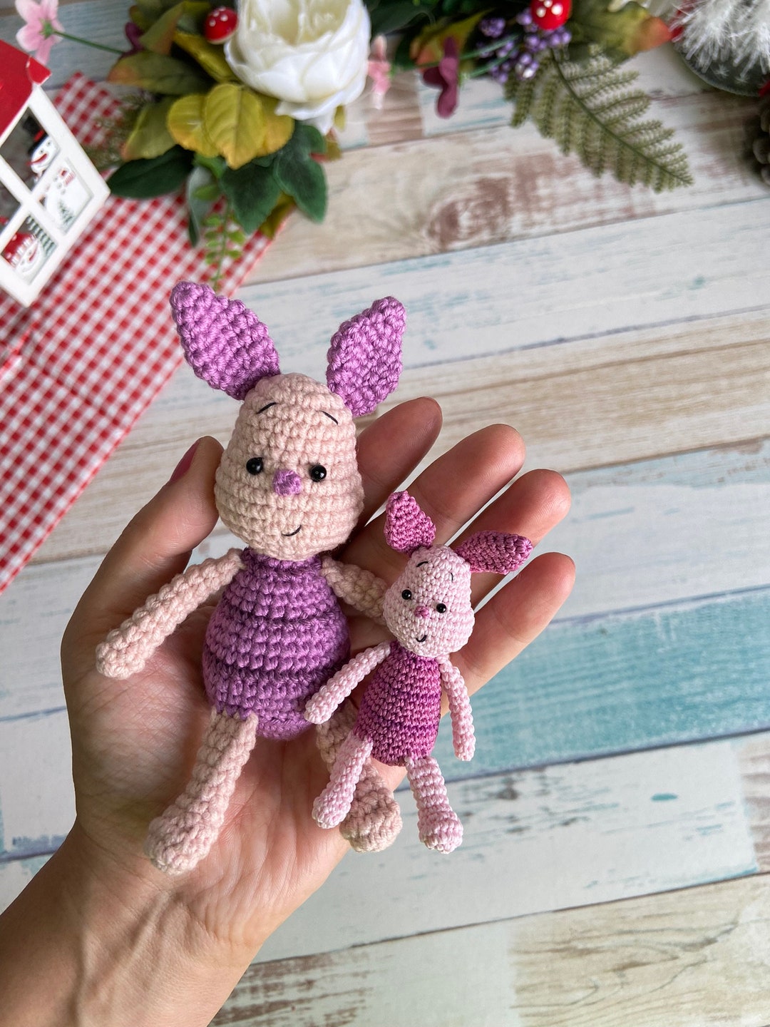Piglet Crochet Pattern and Miniature Version, 2 Patterns in 1, English ...