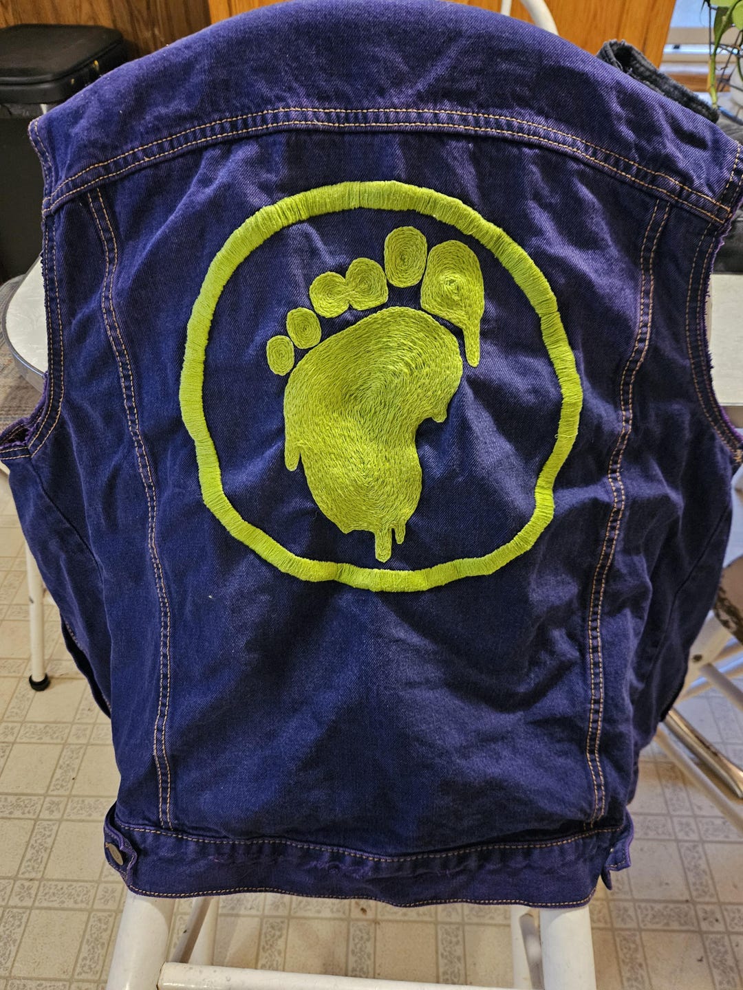 Wookiefoot Hand Embroidered Denim Vest - Etsy