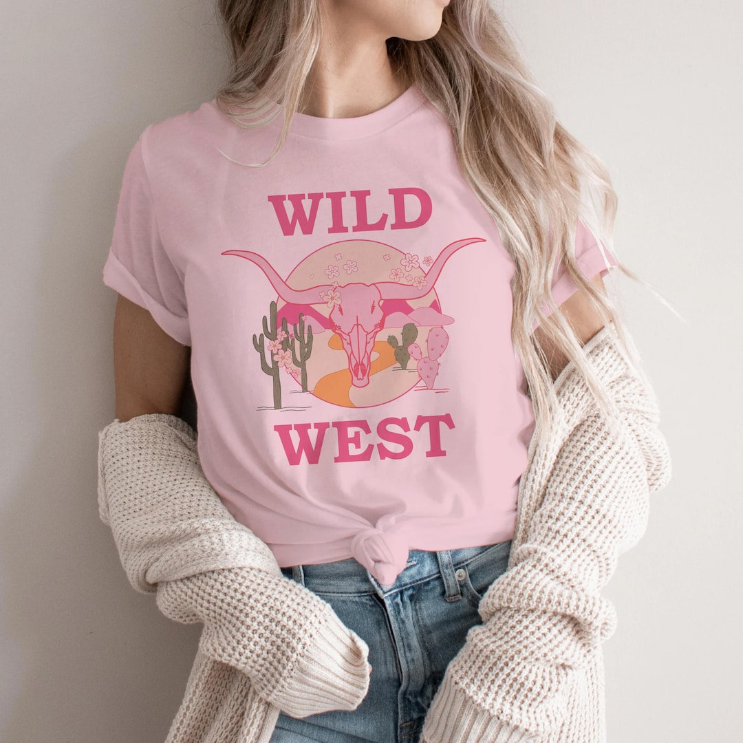 PINK WEST Tshirt, Cowgirl Wild West Tshirt, Western Girls Tshirt, Old ...
