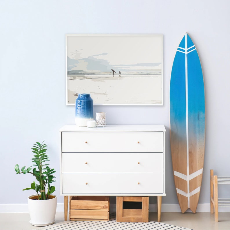 2 Surfers Print Surfing Wall Art Surfers on the Beach - Etsy