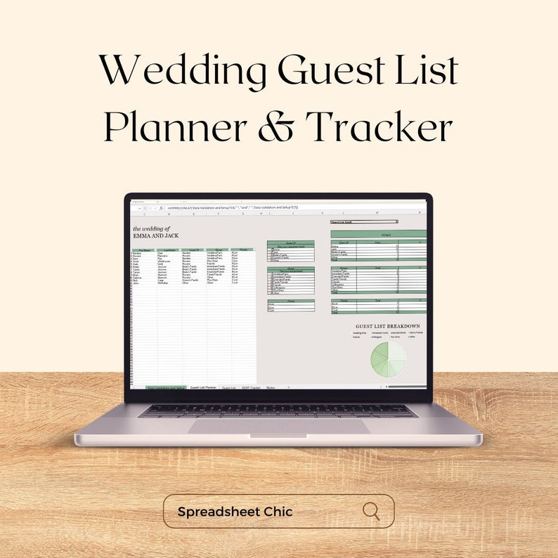 Wedding Guest List Excel Spreadsheet Template - Etsy Australia