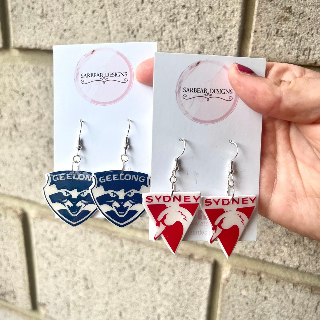 AFL Earrings Dangly Surgical Steel Hooks and Studs AFL Football ...