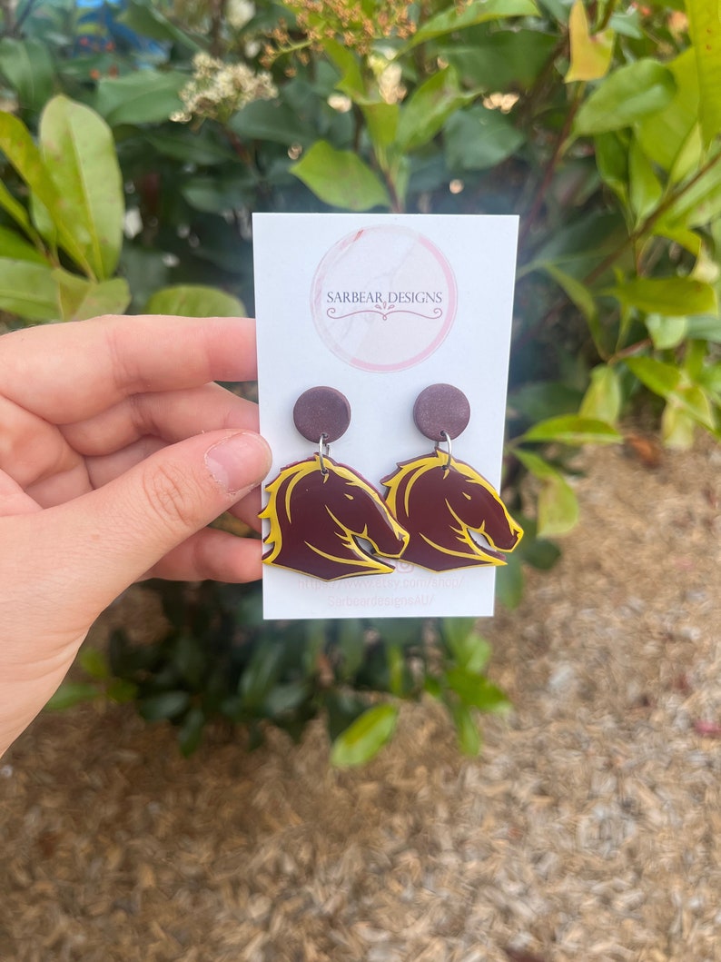 Brisbane Broncos Earrings | Dangly | Surgical Steel | Hooks and Studs ...