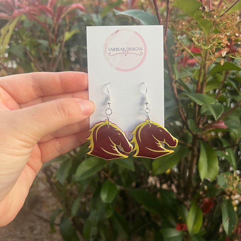 Brisbane Broncos Earrings | Dangly | Surgical Steel | Hooks and Studs ...