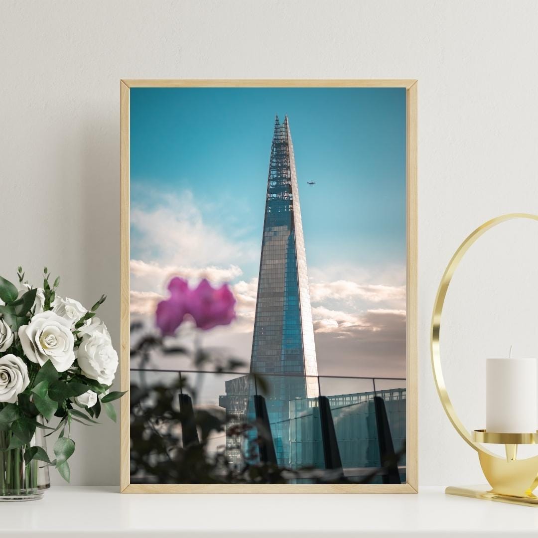 The Shard With Pink Flower, Printable Wall Art, London Prints - Etsy