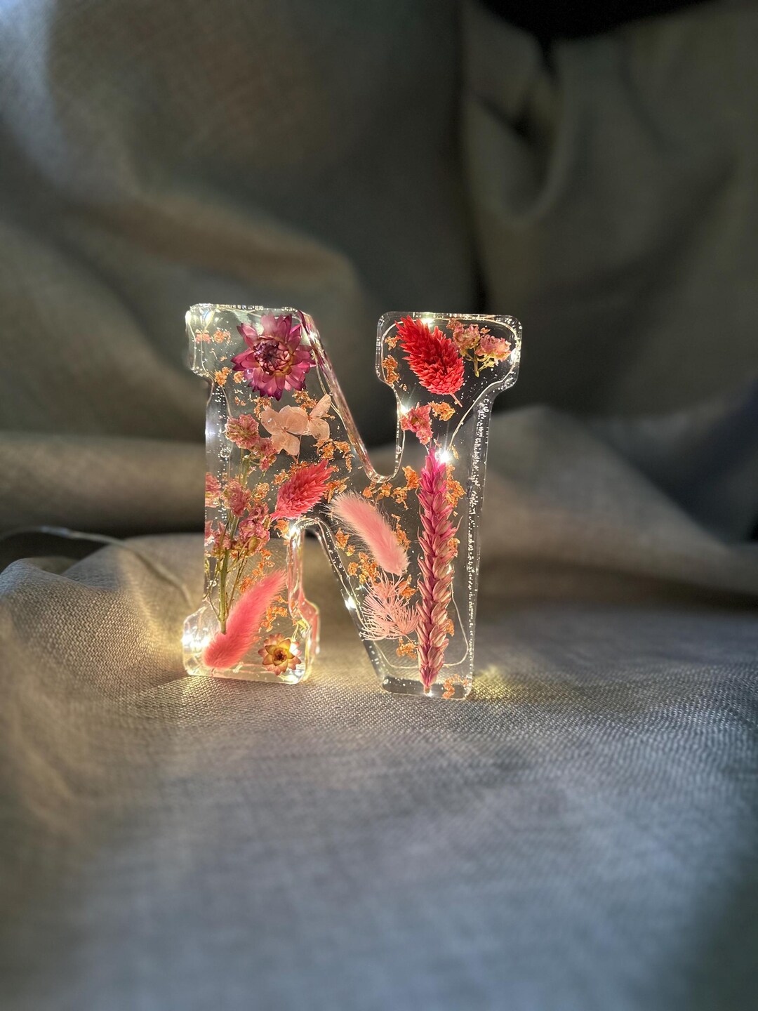 Large Night Light Resin Flower Letter Name E Custom Hand Made Wedding ...