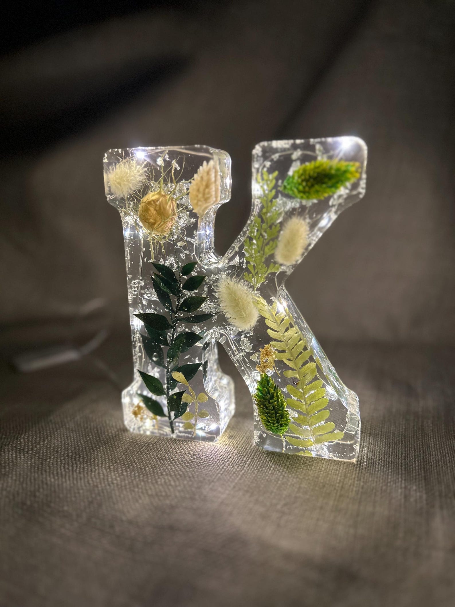 Large Night Light Lamp Resin Pressed Flower Initial Letter Name E ...