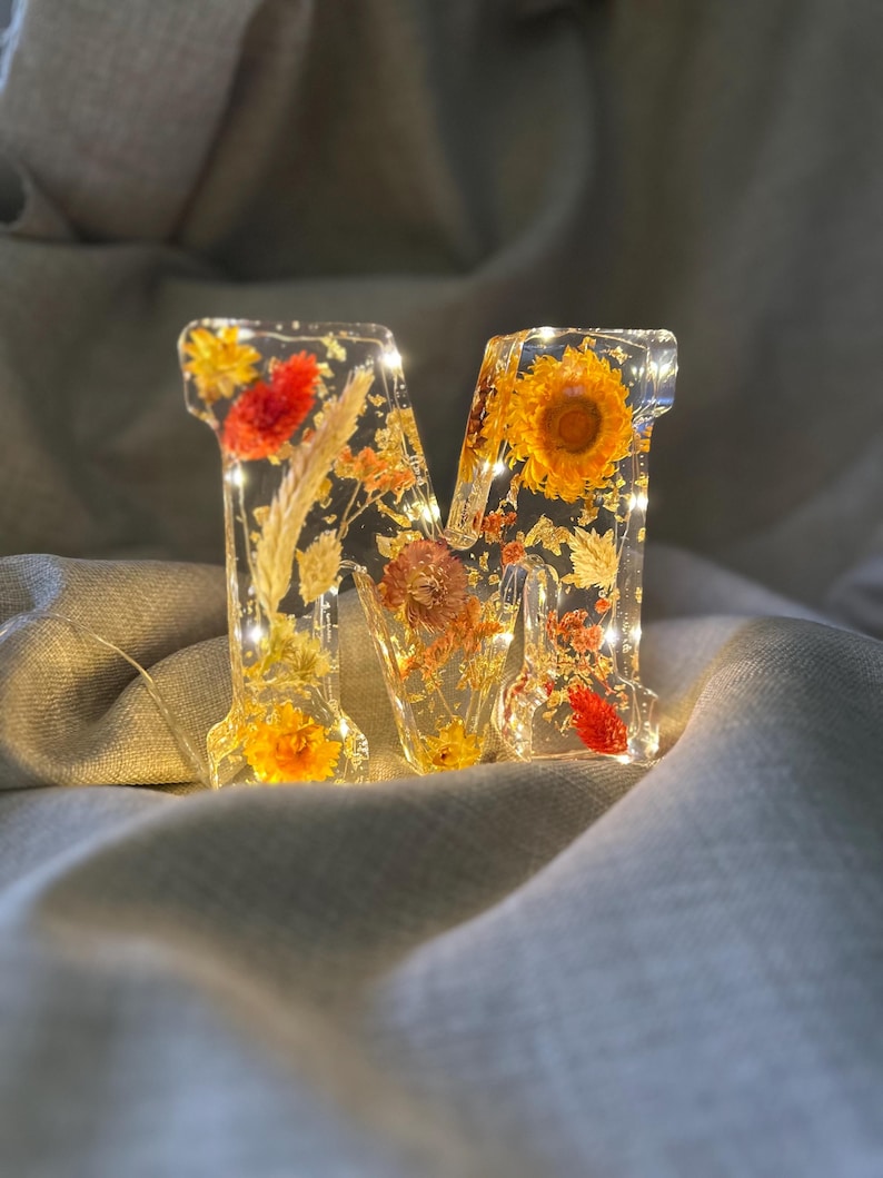 Large Light up Resin Flower Letter Name M Custom Hand Made to Order ...