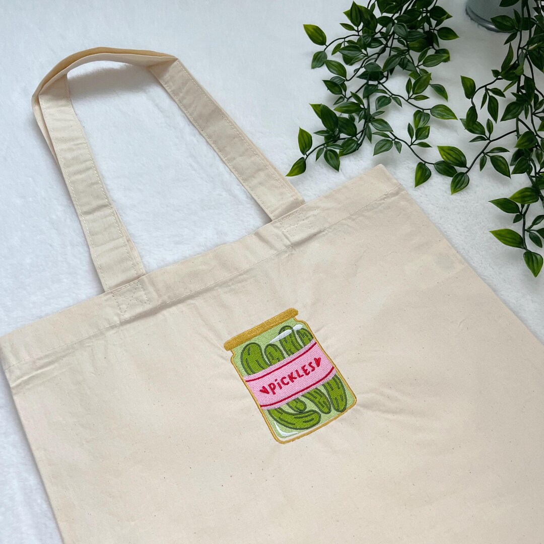 Pickles Embroidered Tote Bag | Handmade Gift | Reusable Bag ...