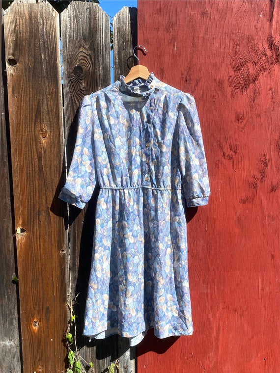 Blue Prairie Dress, Dark Blue Vintage Dress, 70s Maxi… - Gem