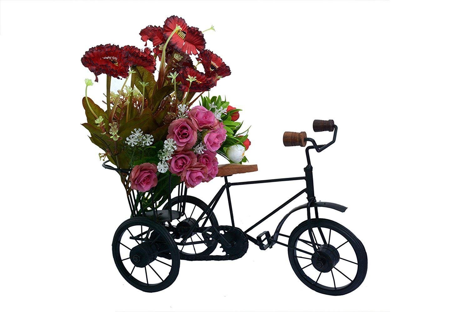 Iron & Wooden Home Decorative Flower Cycle Rickshaw Black - Etsy UK