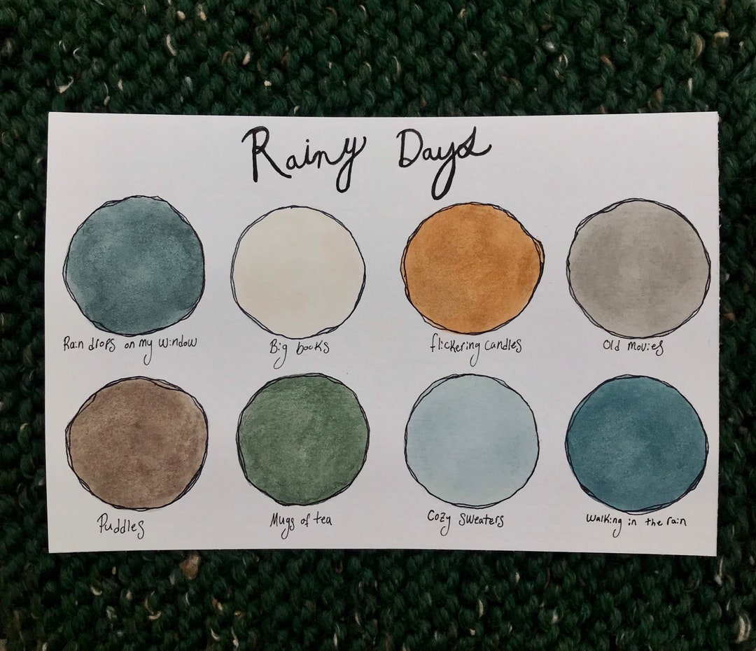 Rainy Day Color Palette-watercolor Artwork-boho - Etsy