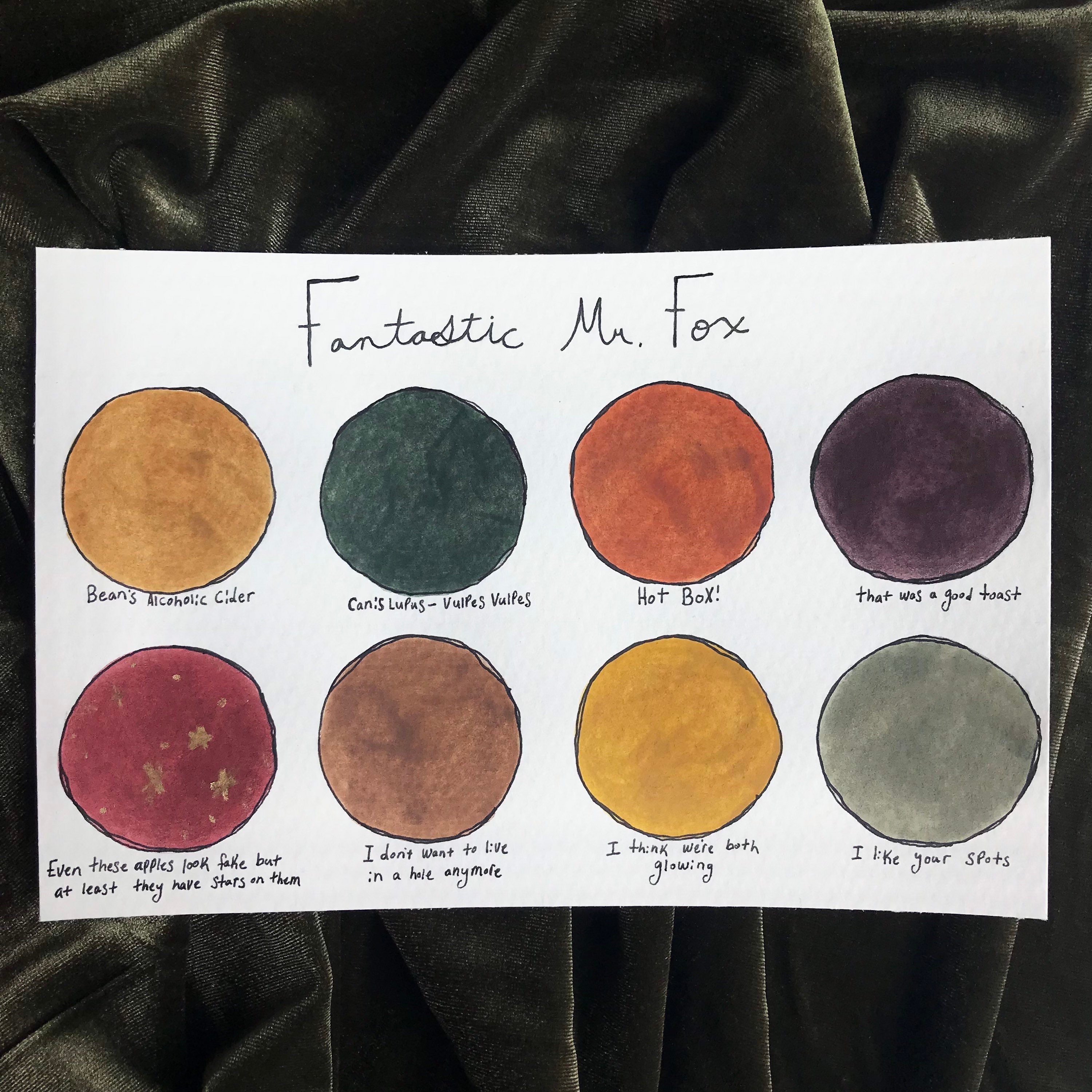 Fantastic Mr. Fox Color Palette-watercolor Artwork-wes | Etsy Canada