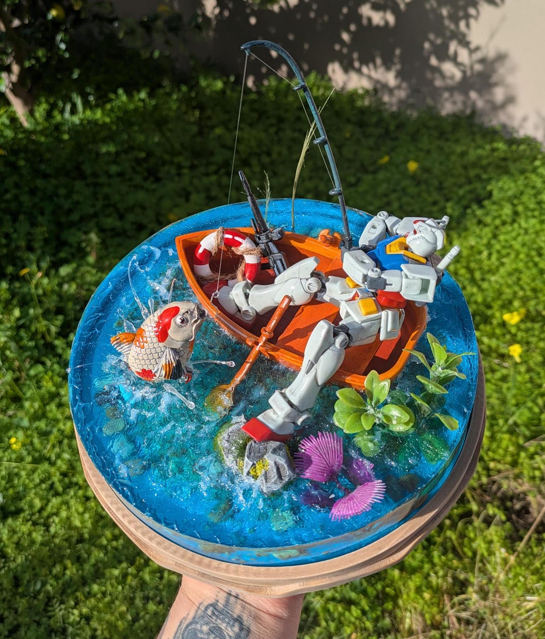 Diorama Fishing Day With a Gunpla - Gundam RX-RG-78-2 1/144 E Carpa Koi ...