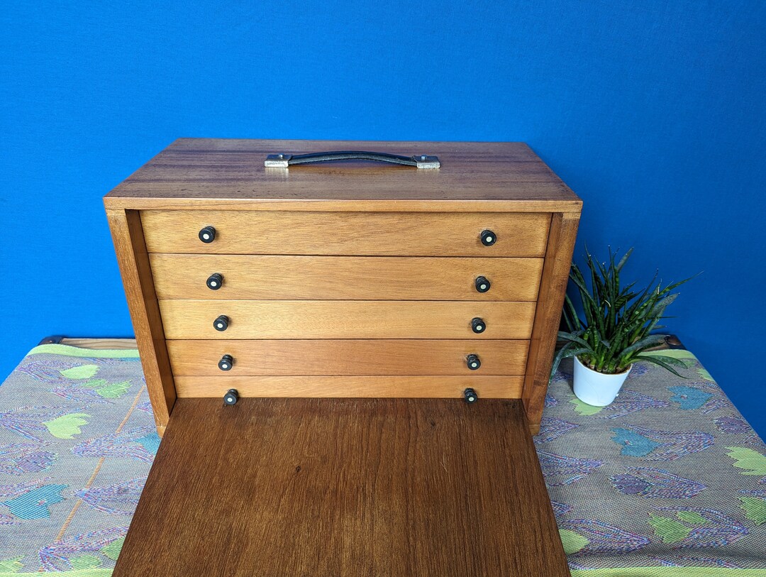Vintage Wooden Engineers Cabinet: Five Drawers, Table-top Storage - Etsy UK