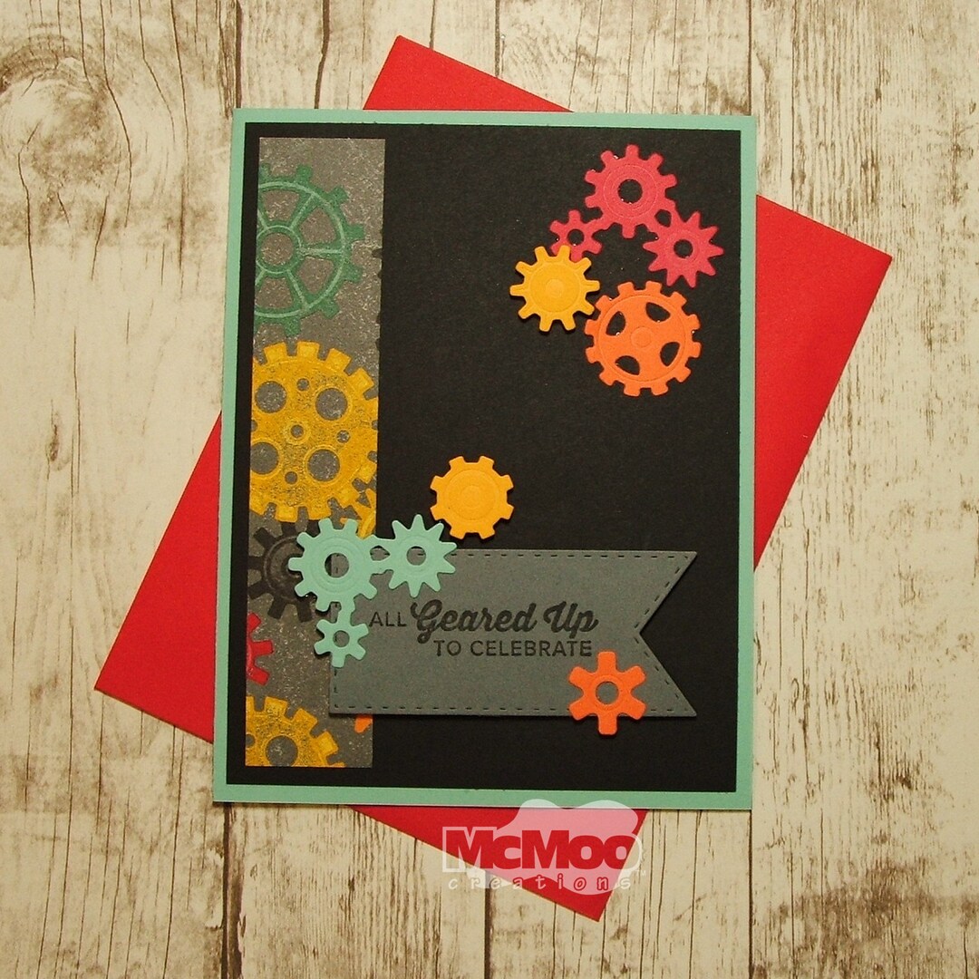 All Geared up Birthday Card. Handmade Birthday Card. Masculine Greeting ...