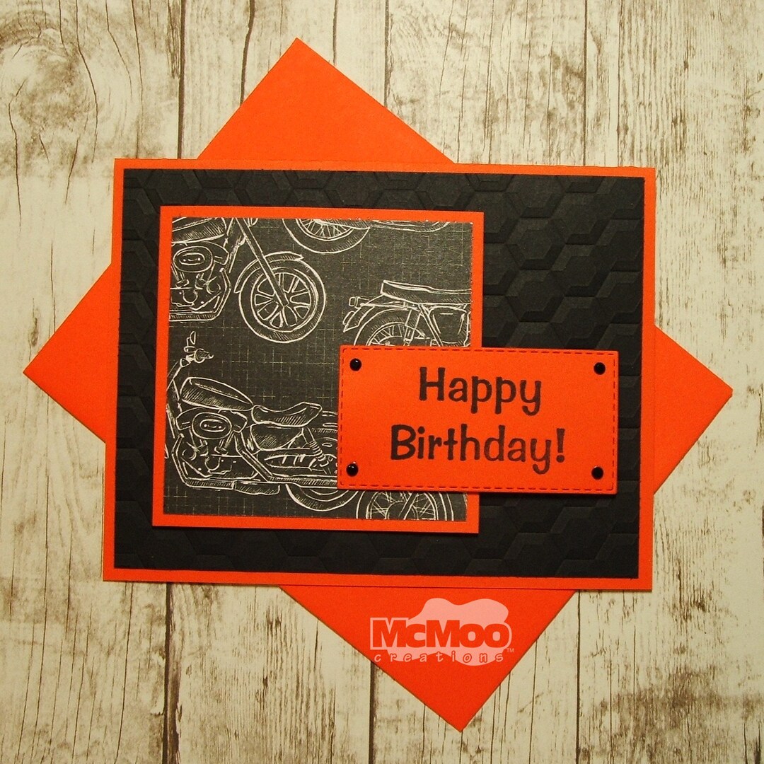 Happy Birthday Motorcycle Card. Handmade Birthday Card. Masculine ...