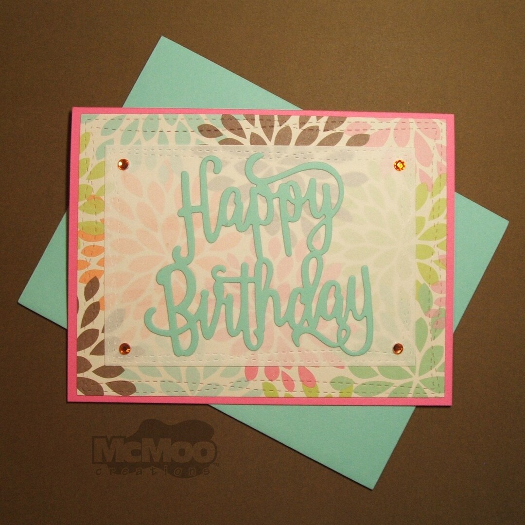 Happy Birthday Script Card. Handmade Birthday Card. Birthday - Etsy