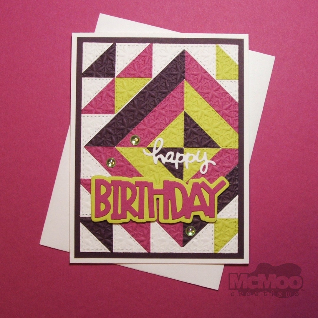 Happy Birthday Paper Quilt Card. Handmade Geometric Style Quilt Card ...