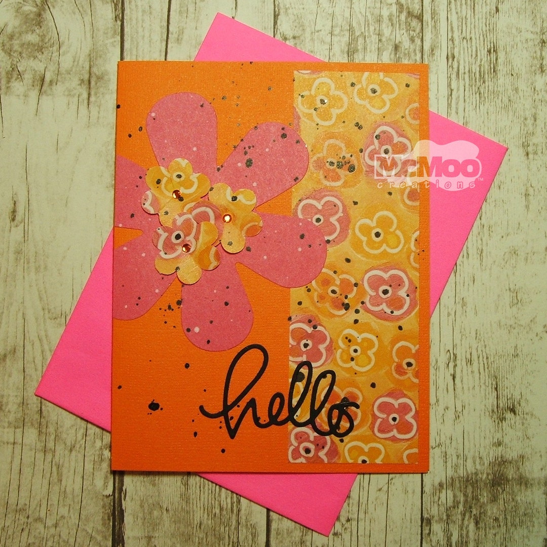 Floral Hello Card. Just Because Greeting Card. Handmade Card. Greeting ...