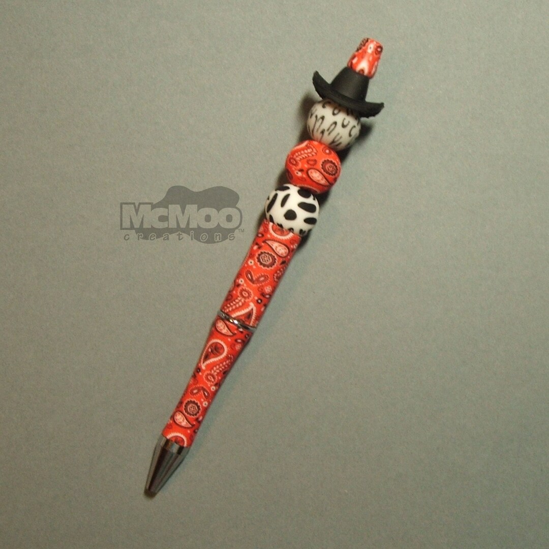 Cowboy Hat Pen. Black Cowboy Hat/red Bandana Print Pen. Cowboy Theme ...
