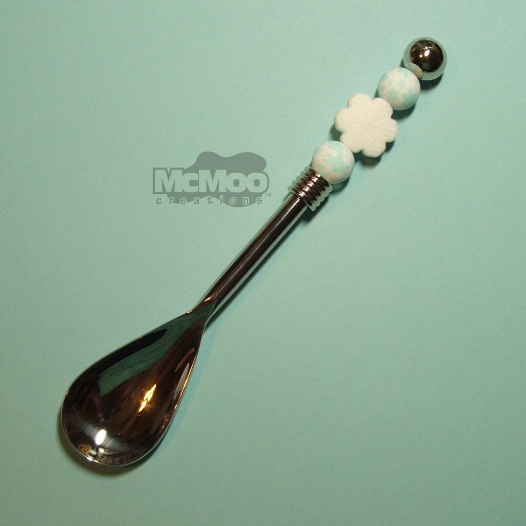 Snowflake Hot Cocoa Spoon. Stainless Steel Hot Chocolate Spoon. Beaded ...