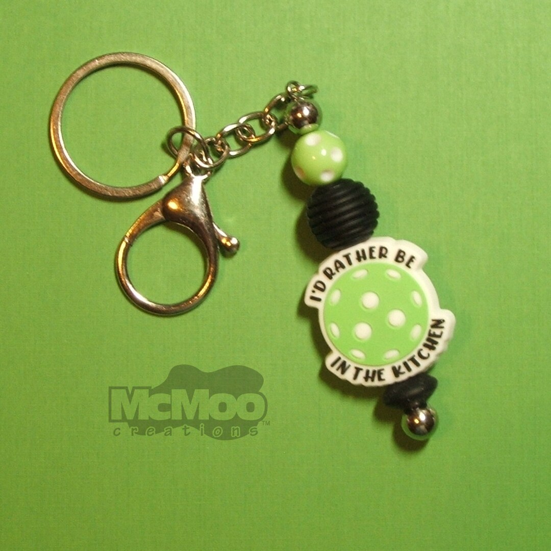 Pickleball Beaded Keychain. Beaded Bar Keychain. Pickleball Theme. Gift ...