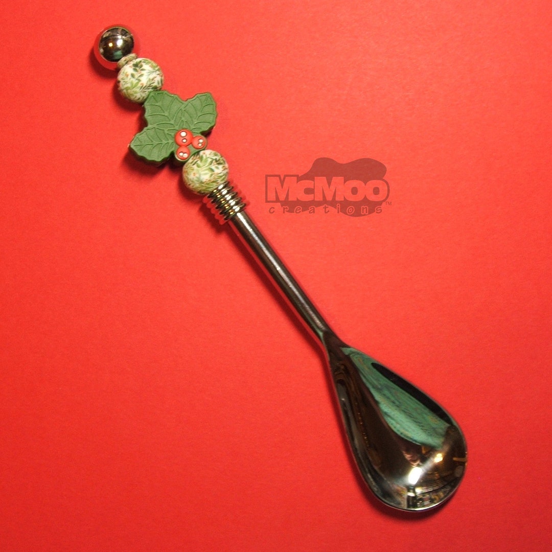 Holly Hot Cocoa Spoon. Stainless Steel Hot Chocolate Spoon. Beaded Hot ...