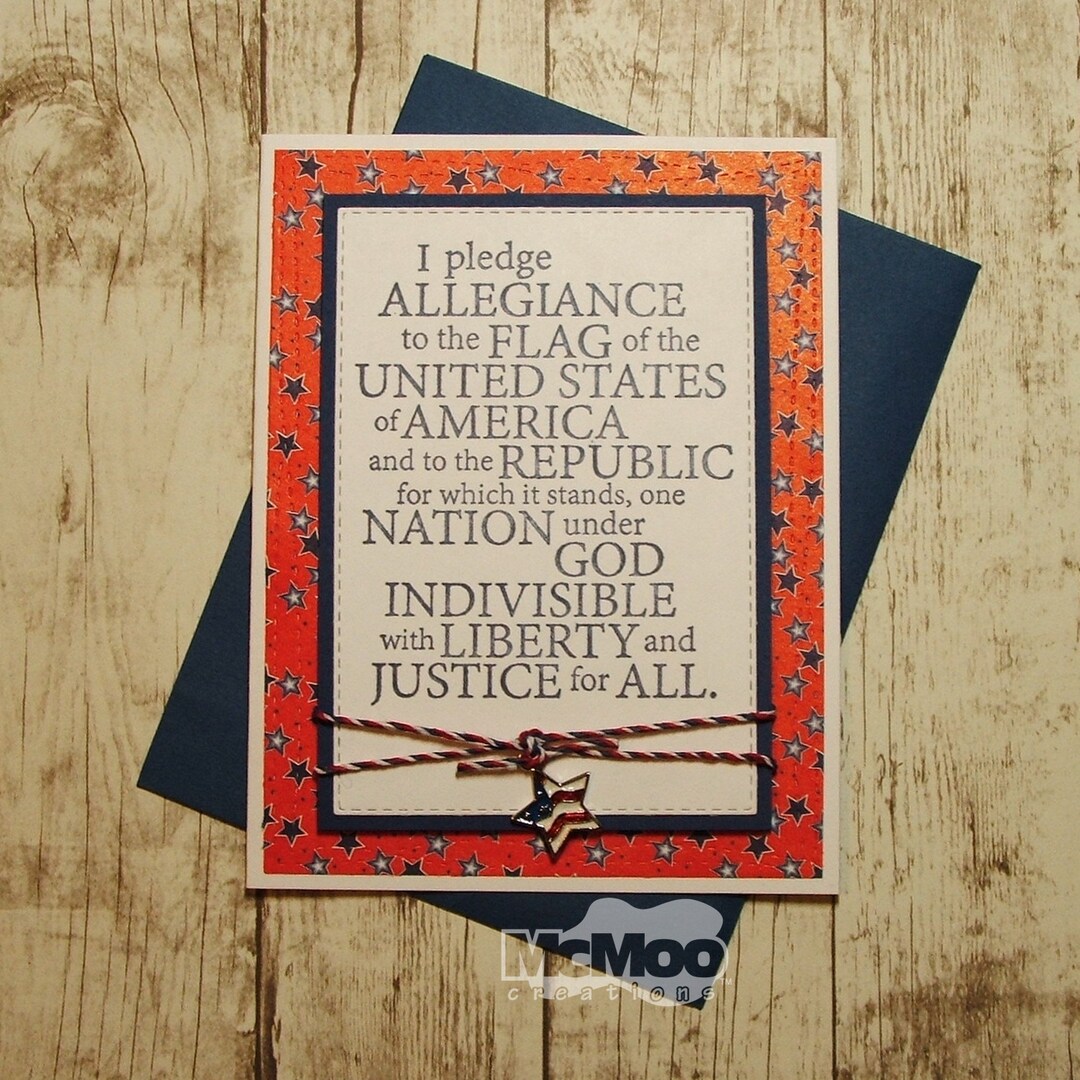 Pledge of Allegiance Card. Handmade Card. Greeting Card. Patriotic ...