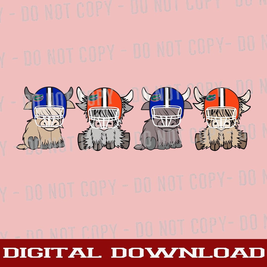 Retro Highland Cow Florida Football PNG, Cow Color Football Shirt ...