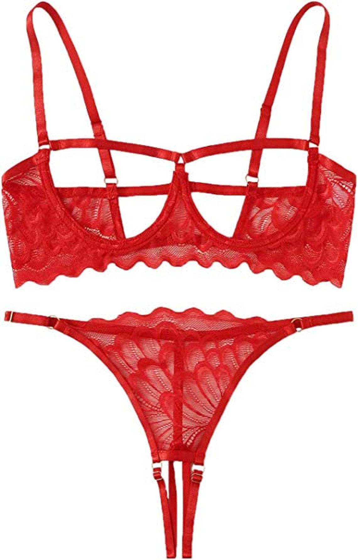 2 Piece Lingerie Set Lace Open Cup Bra Sheer Lingerie For Etsy