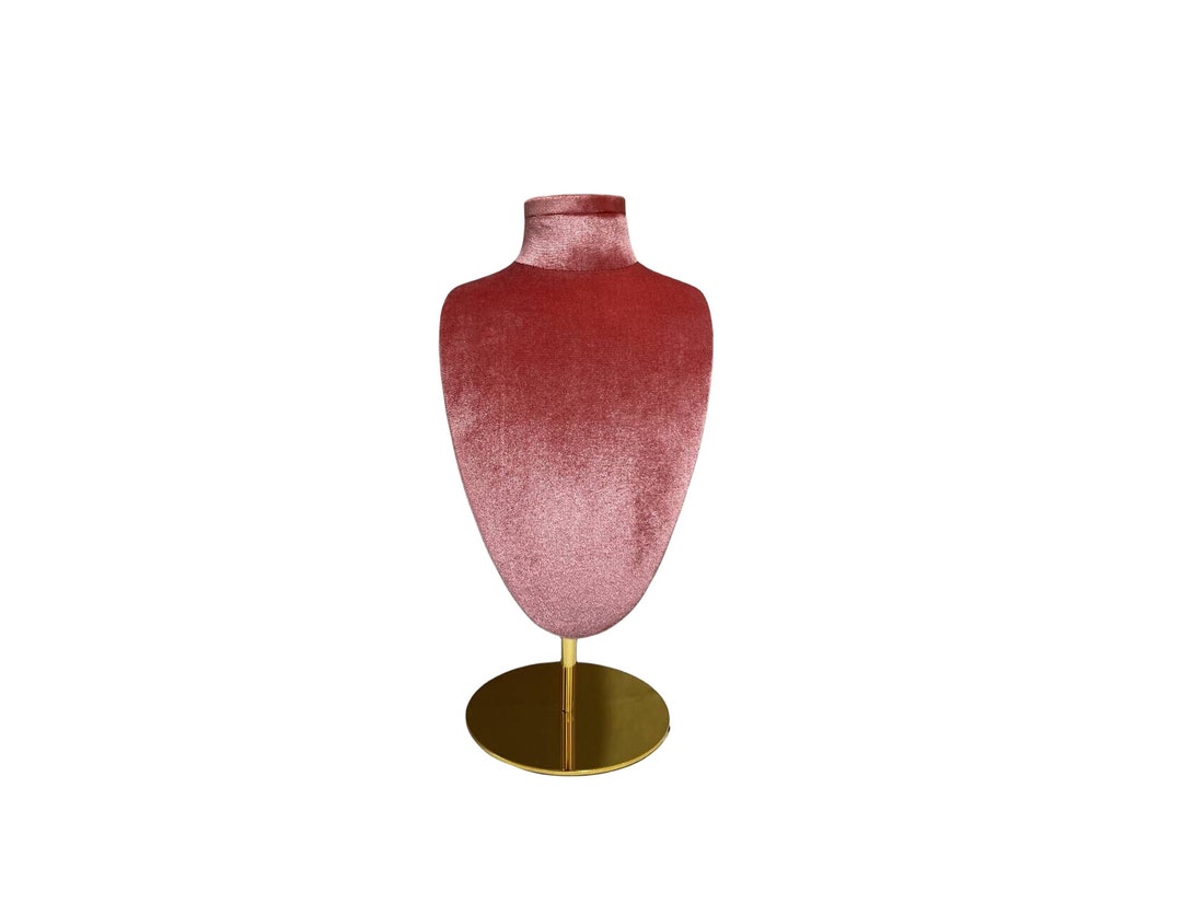 Adjustable Gold Base Coral Velvet Jewelry Display Neck Stand Josie - Etsy