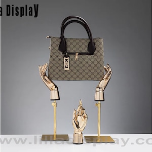 Adjustable Gold Square Base Gold Hands Display Jewlery Display Hats ...