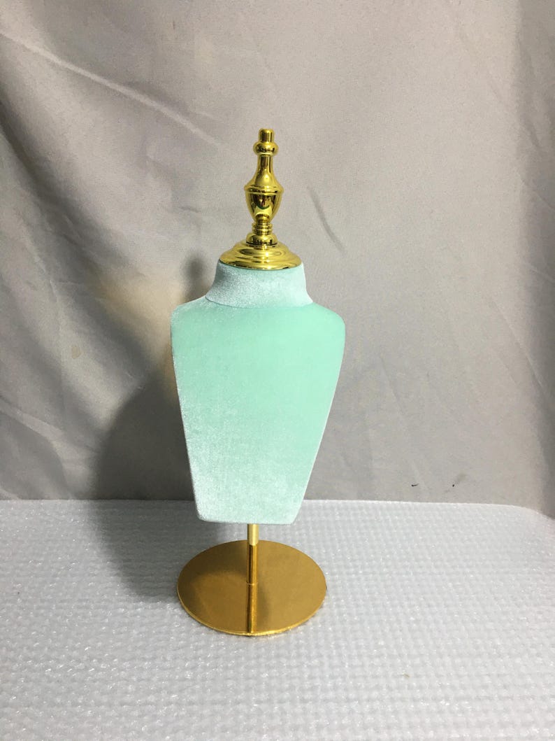 Adjustable Gold Base Aquamarine Color Velvet Jewelry Display Stand ...