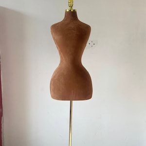 Tan Color Suede Velvet Wasp Waist Female Mannequin Dress Form Vanessa ...