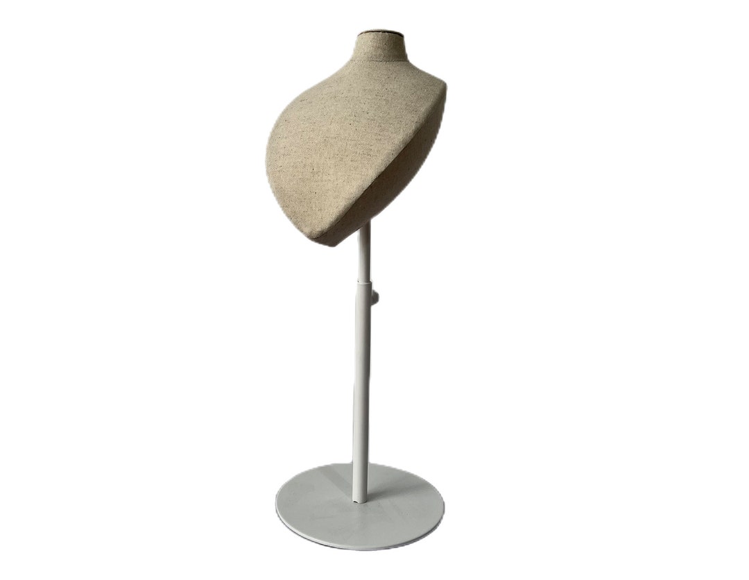 Adjustable White Base Natural Linen Necklace Display Mannequin Neck ...