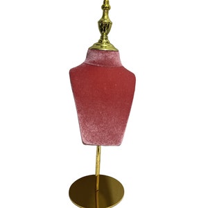 Adjustable Gold Base Coral Color Velvet Necklace Display Jewelry ...
