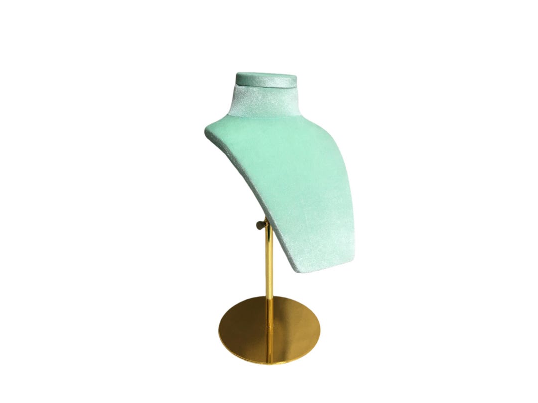 Adjustable Gold Base Aquamarine Color Velvet Jewelry Display Stand ...