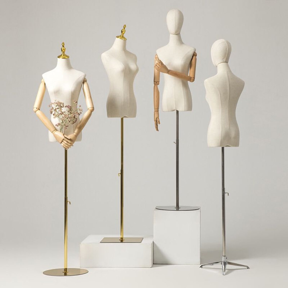 Economy Wooden Articulated Arms Adjustable Base Natural Linen | Etsy