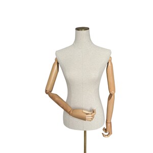 Chest Size 86cm Adjustable Gold Base Wooden Arms Natural Linen Female ...