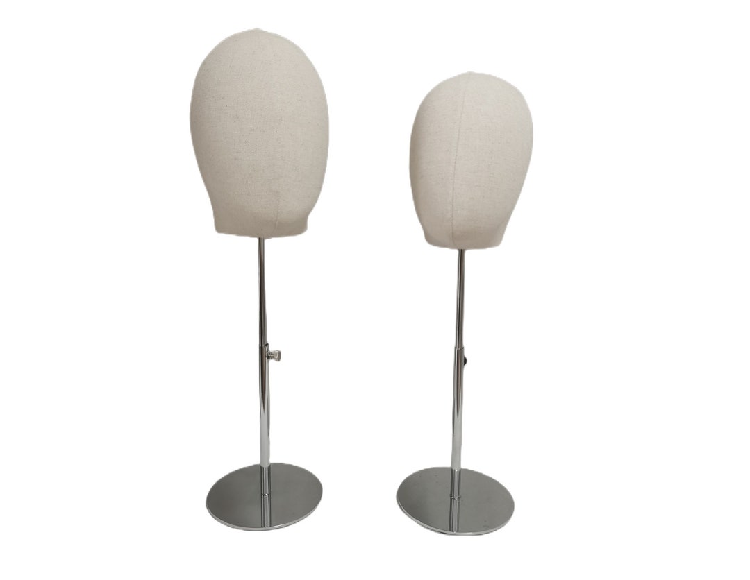 Wigs Display Crowns Display Adjustable Silver Base Natural Linen Female ...