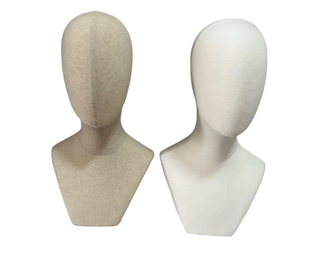 Natural Linen Free Standing Pinnable Sewing Female Mannequin Head With ...