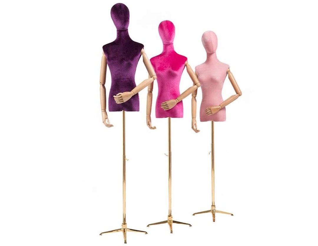 Personalized 99 Colors Velvet Wooden Arms Female Mannequin Dress Form ...