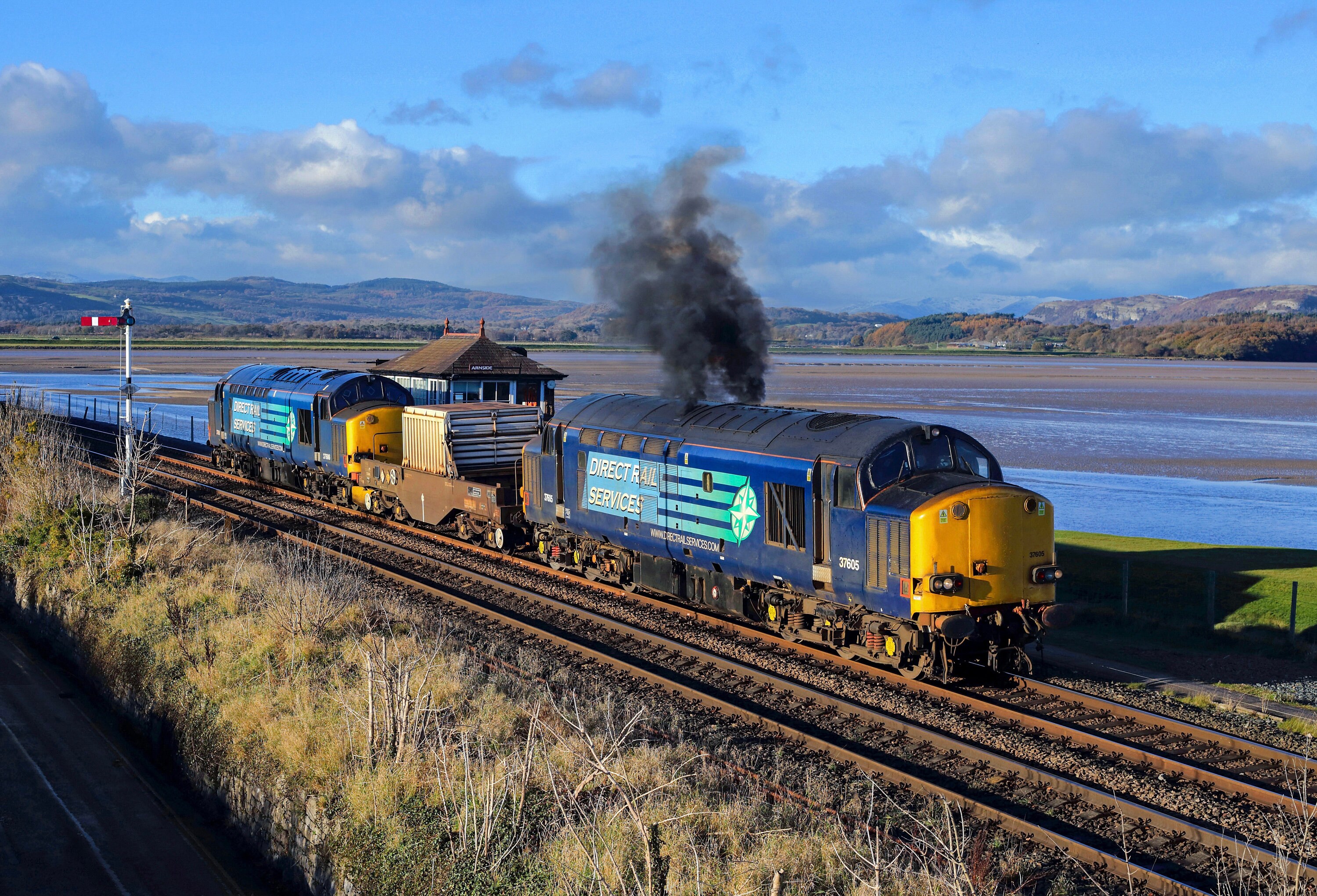 37605 Framed Print, Arnside Volcanic Eruption, DRS Class 37. Mounted ...