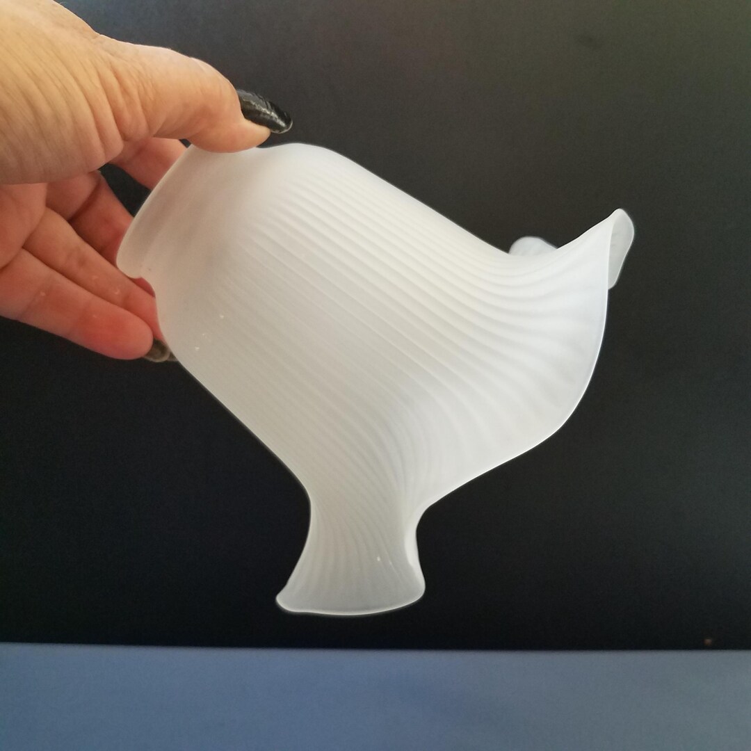 Vintage Frosted Ribbed Glass Lily Shade, 2 1/8 Inch Fitter, Delicate ...